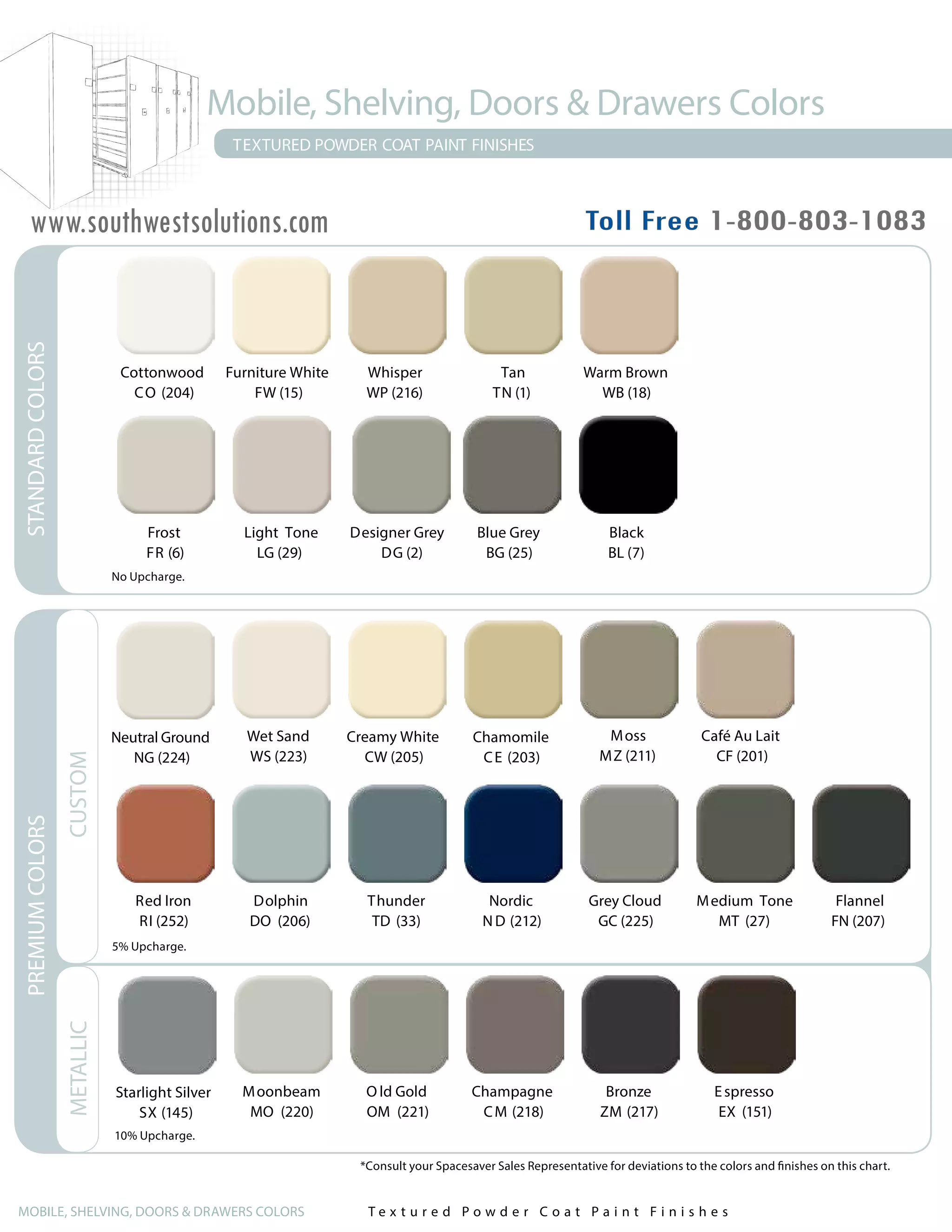 Spacesaver Products Color Chart | PDF