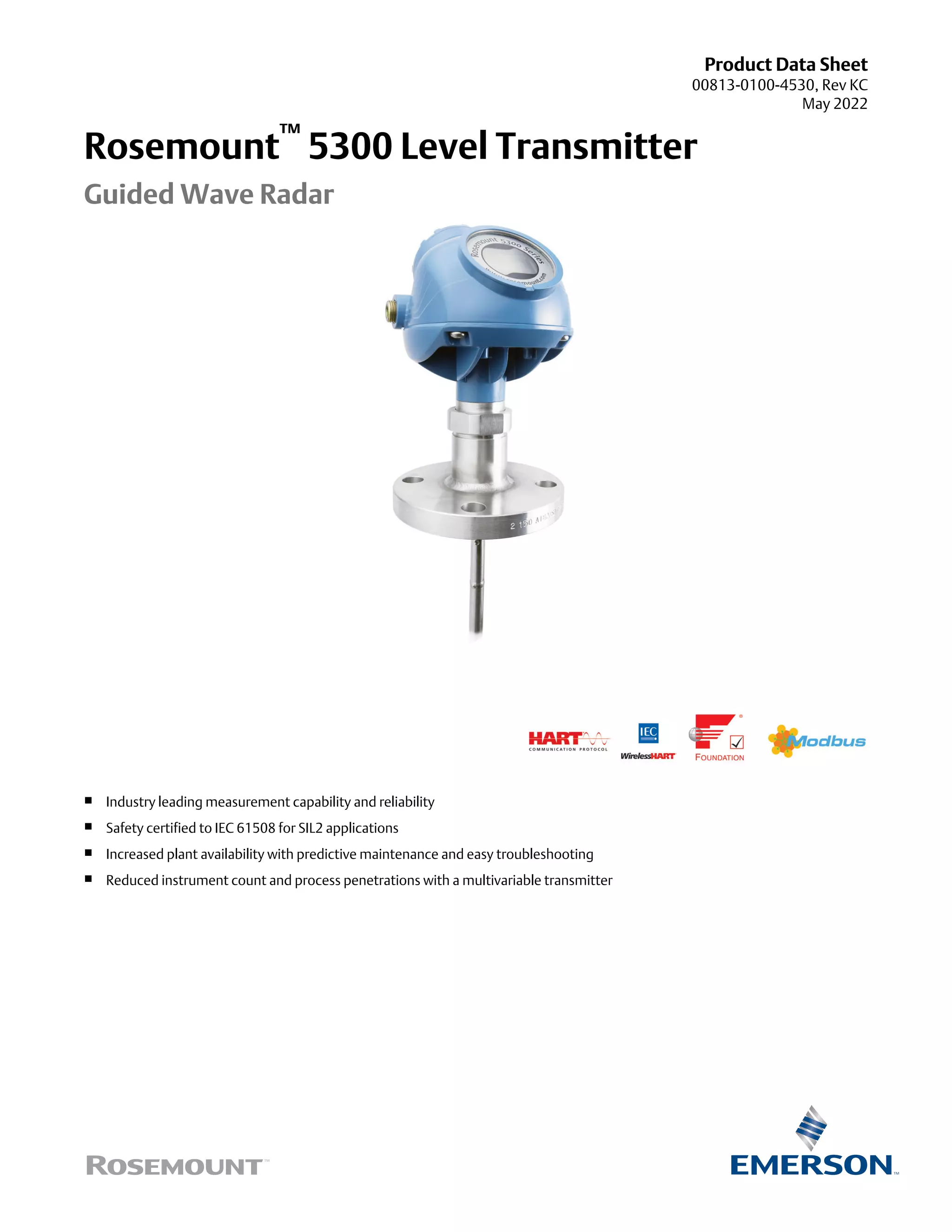 product-data-sheet-5300-level-transmitter-guided-wave-radar-rosemount ...