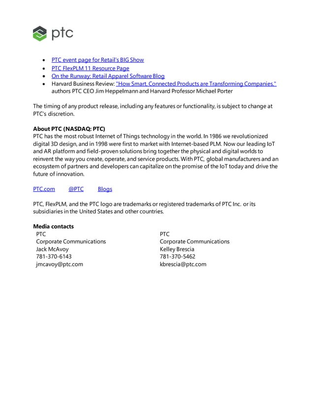 PTC Announces FlexPLM Application for Collaborative and Inspired Retail ...