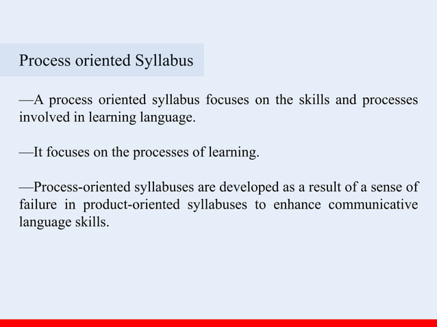 Product oriented syllabus and process oriented syllsbus | PPTX | Homework and Study | Education