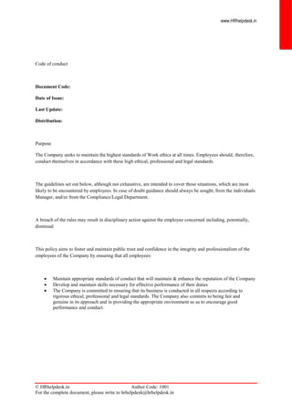 Product 12 (code of conduct) | PDF | Human Resources | Business