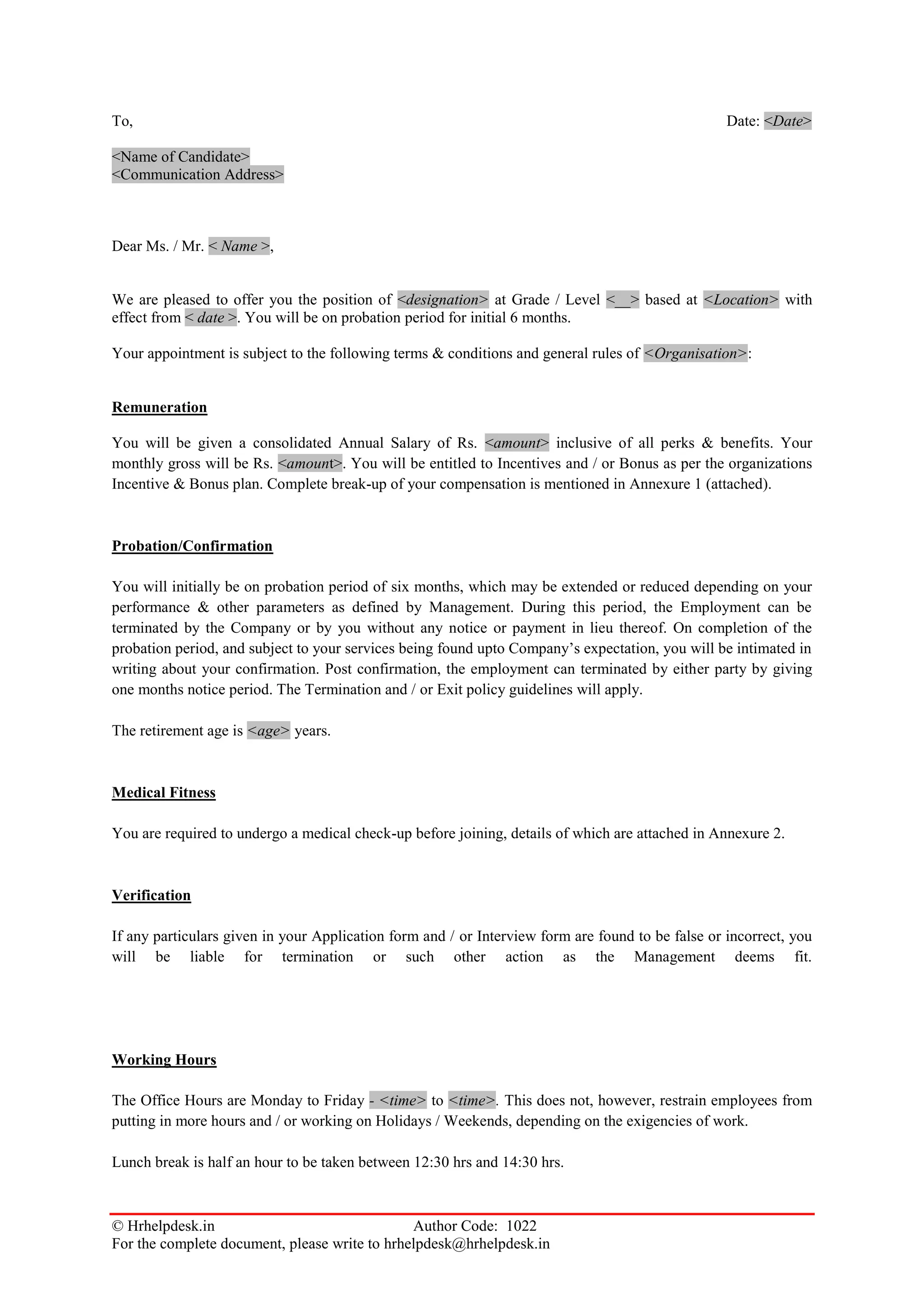Product 1 (appointment letter ver 1) | PDF