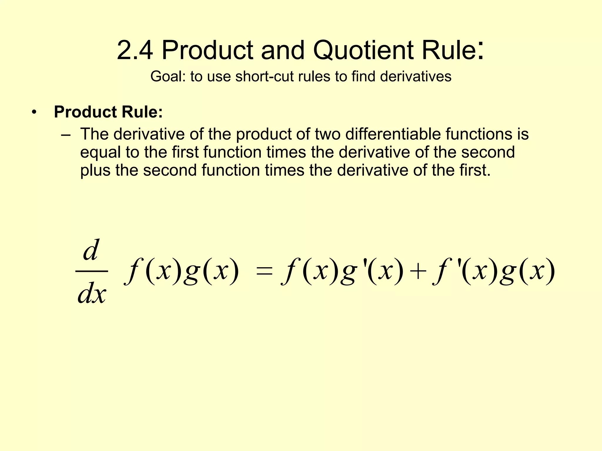 Product and quotent rules | PPTX