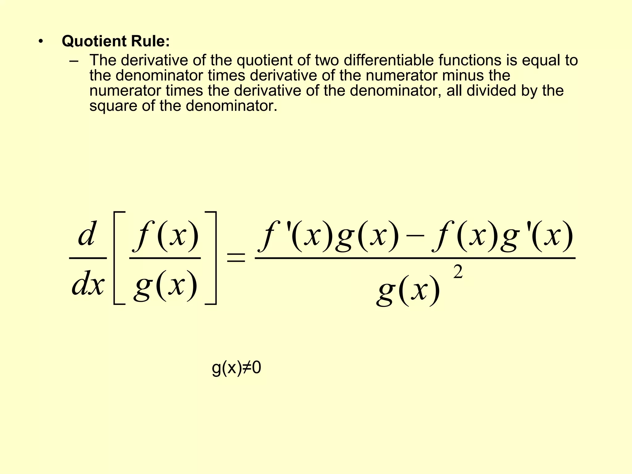 Product and quotent rules | PPTX