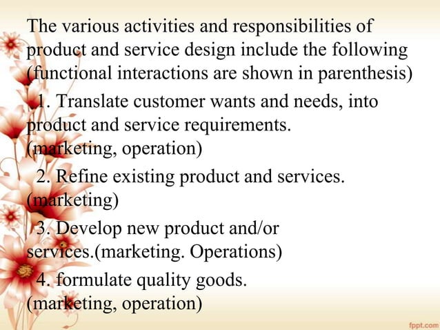 Product and service design | PPTX | Business Administration | Business