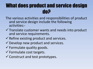 Product and service design | PPTX