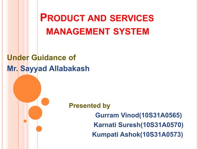 Product and services management system | PPTX