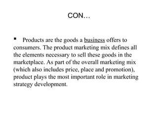 Product as a part of marketing mix | PPT