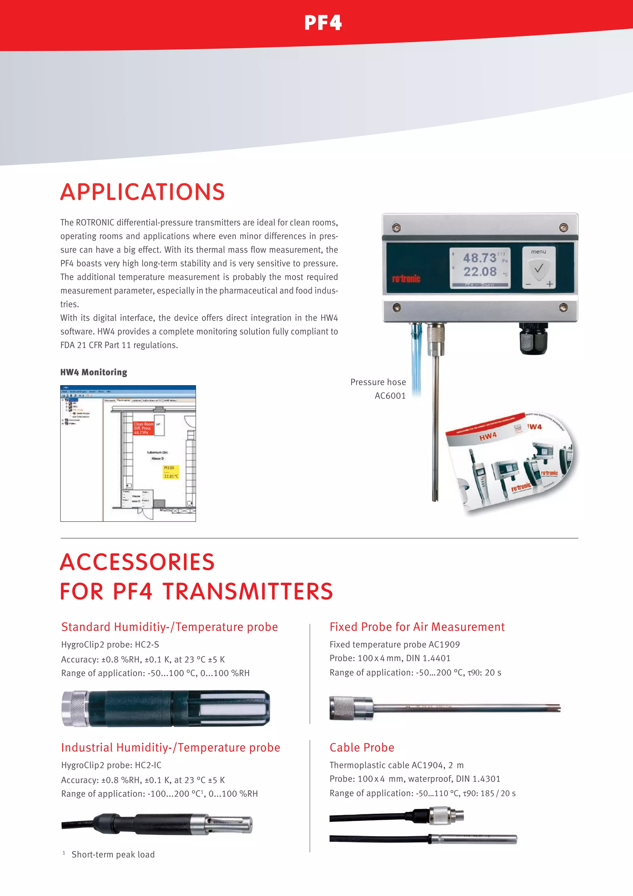 Rotronic PF4 Fast Response Differential Pressure & Temperature ...