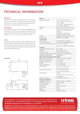 Rotronic PF4 Fast Response Differential Pressure & Temperature ...