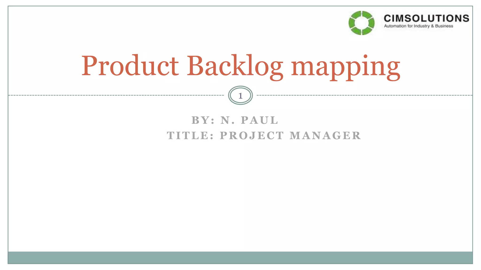 Product Backlog Mapping | PPT