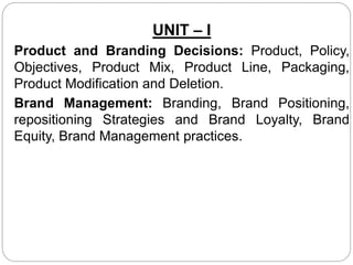 Product and Brand Management unit - 1 | PPT
