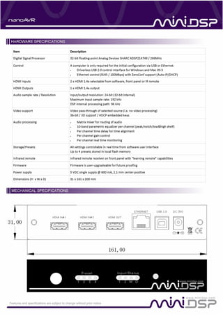 miniDSP Product brief - nanoAVR 8x8 | PDF