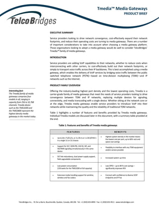 Product brief - telco bridges -- tmedia media gateways | PDF | Computer ...