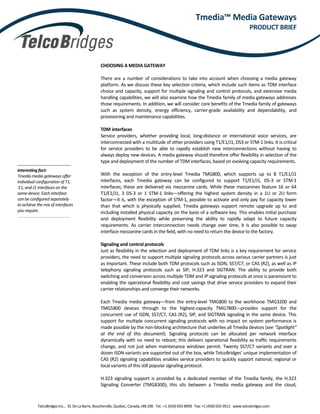 Product brief - telco bridges -- tmedia media gateways | PDF | Computer ...