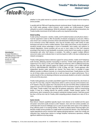 Product brief - telco bridges -- tmedia media gateways | PDF | Computer ...