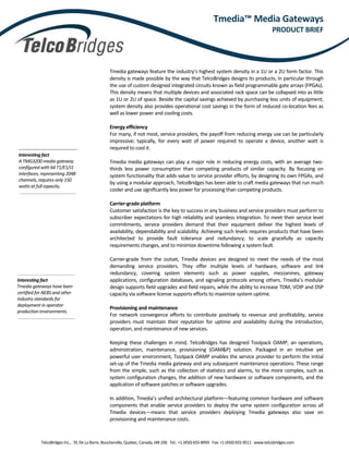 Product brief - telco bridges -- tmedia media gateways | PDF | Computer ...