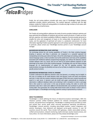Product brief tmedia call routing platform v4 | PDF