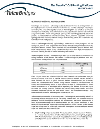 Product brief tmedia call routing platform v4 | PDF