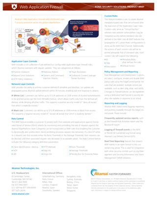 Kona Web Application Firewall Product Brief - Application-layer defense to protect against data ...