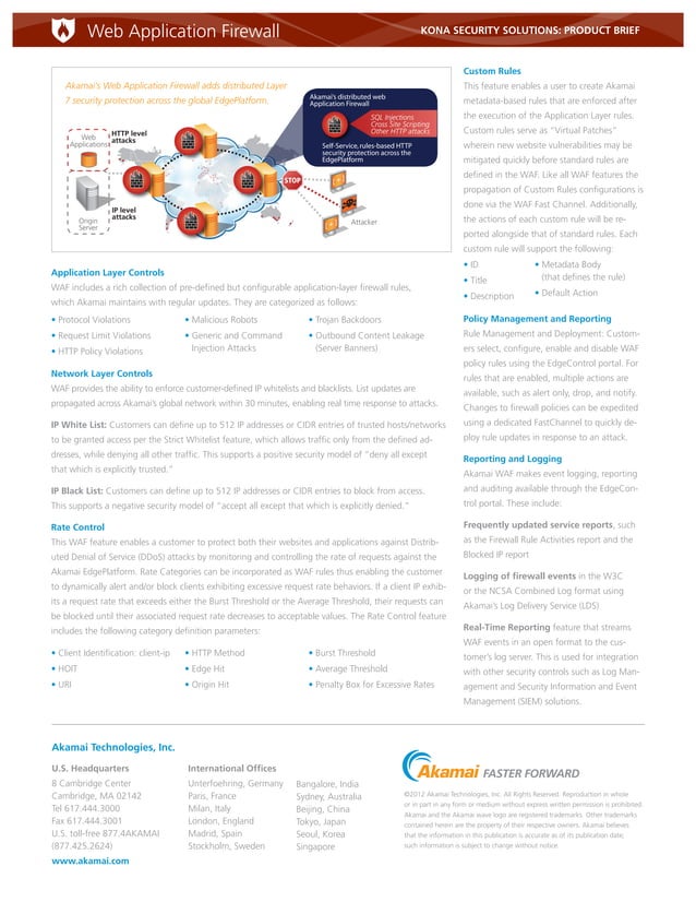 Kona Web Application Firewall Product Brief - Application-layer defense to protect against data ...