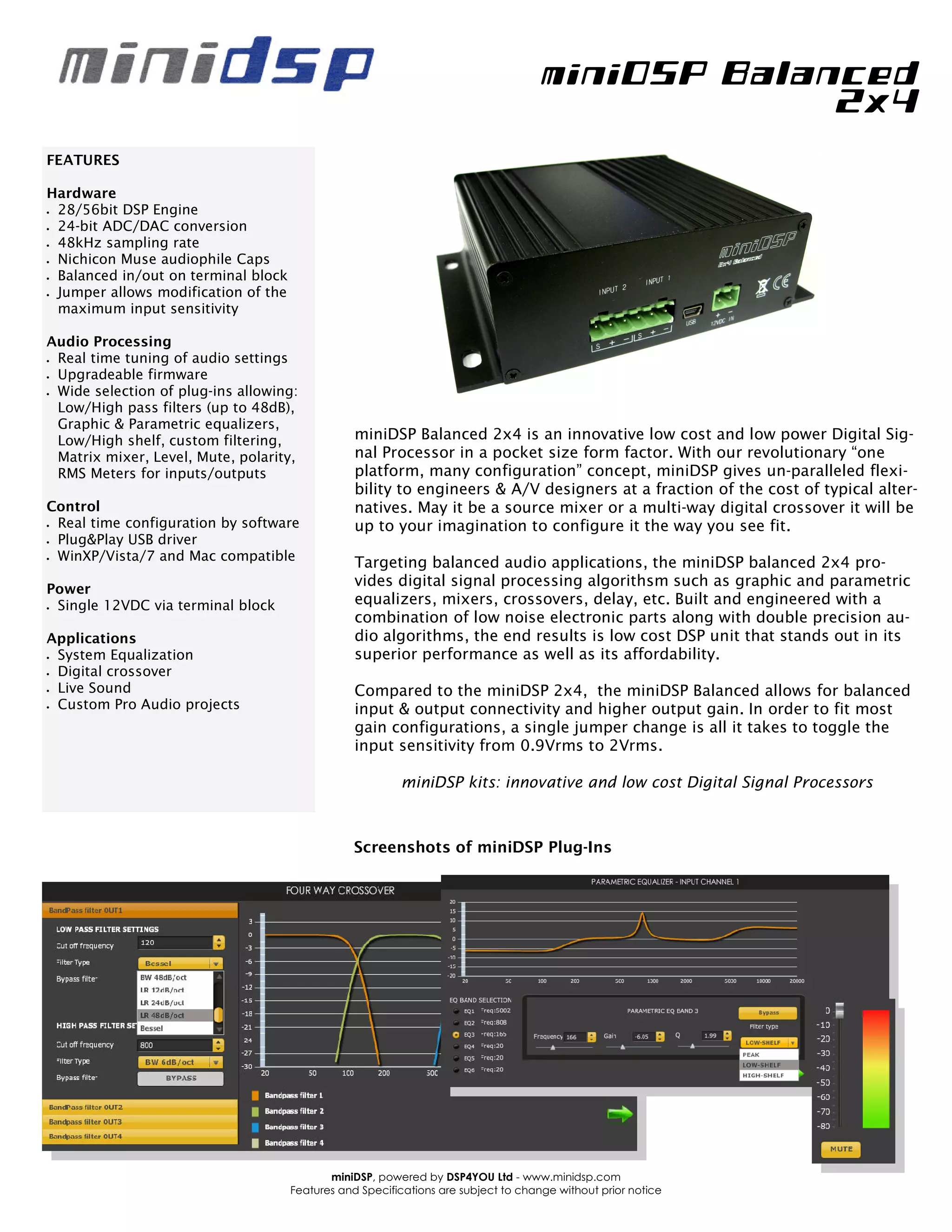 miniDSP Balanced 2x4 | PDF | Digital Audio | Computer Software and Applications