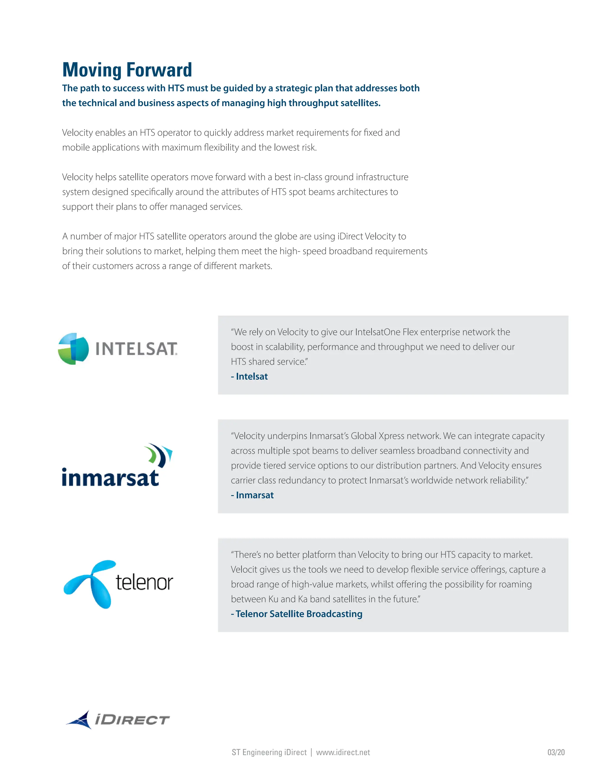 ST Engineering iDirect Product Brochure iDirect Velocity | PDF