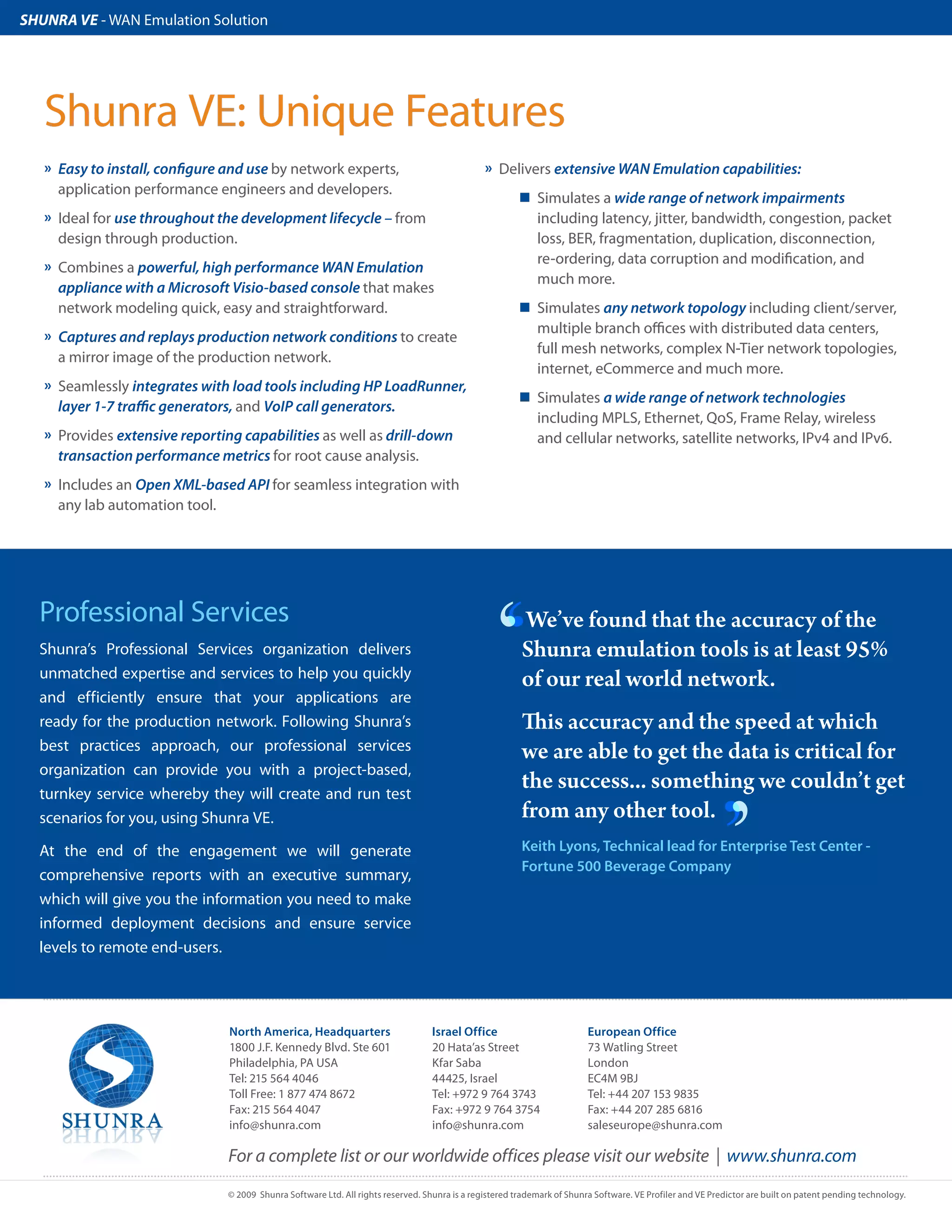 Shunra Software Product Brochure | PDF