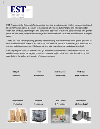 EST product portfolio for Oil Spill | PDF