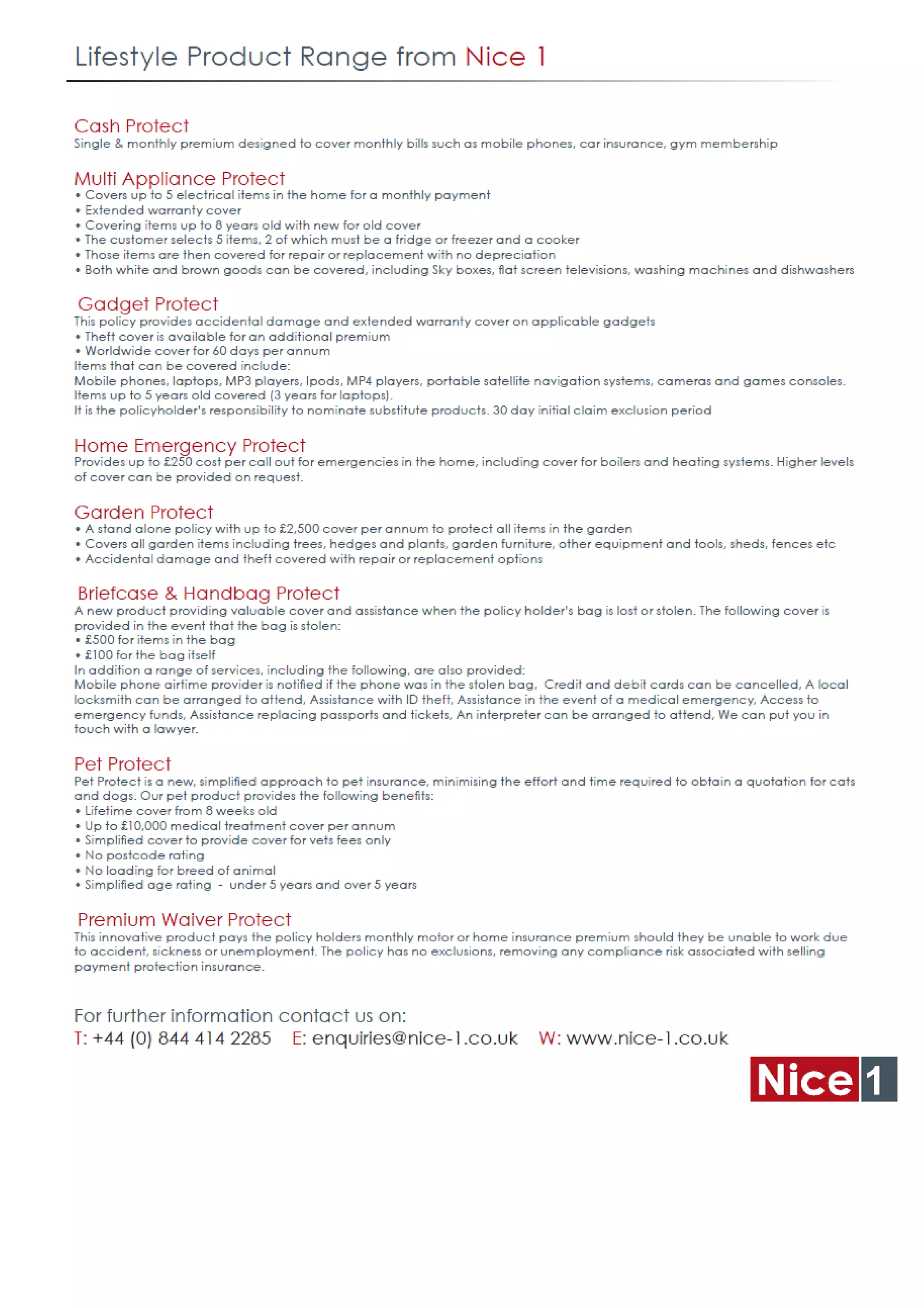 Nice 1 Product Range | PDF
