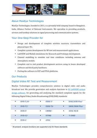 MaxEye Technologies Product Brochure | PDF | Digital Audio | Computer Software and Applications