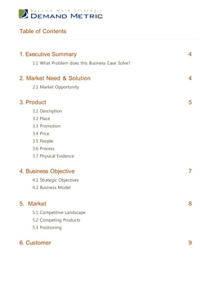 Product Business Case Template | PDF