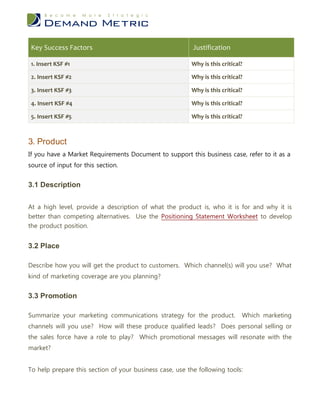 High Level Business Case Template