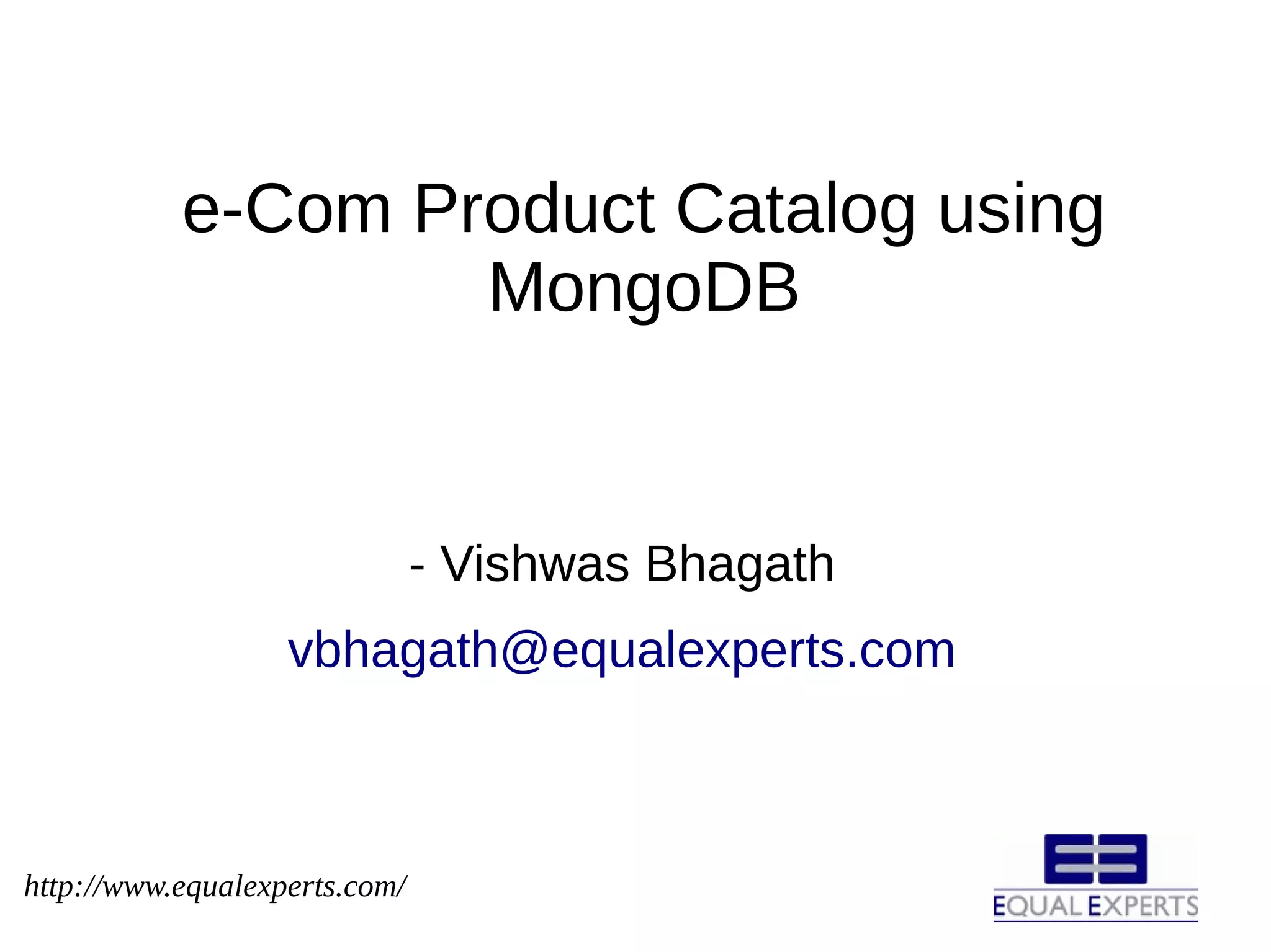 Product catalog using MongoDB | ODP | Databases | Computer Software and ...