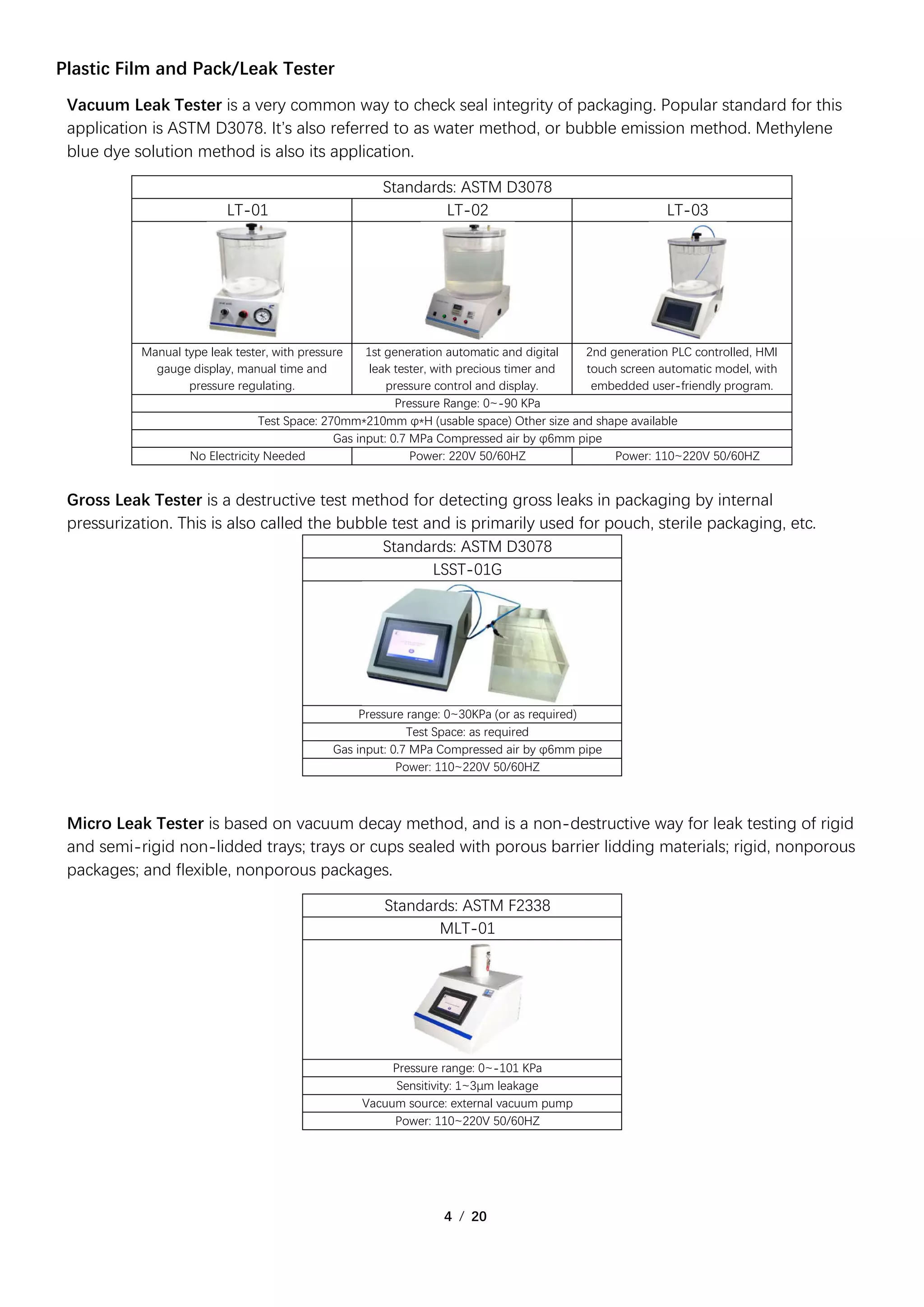 Cell Instruments Testing equipment catalog about testing packaging ...