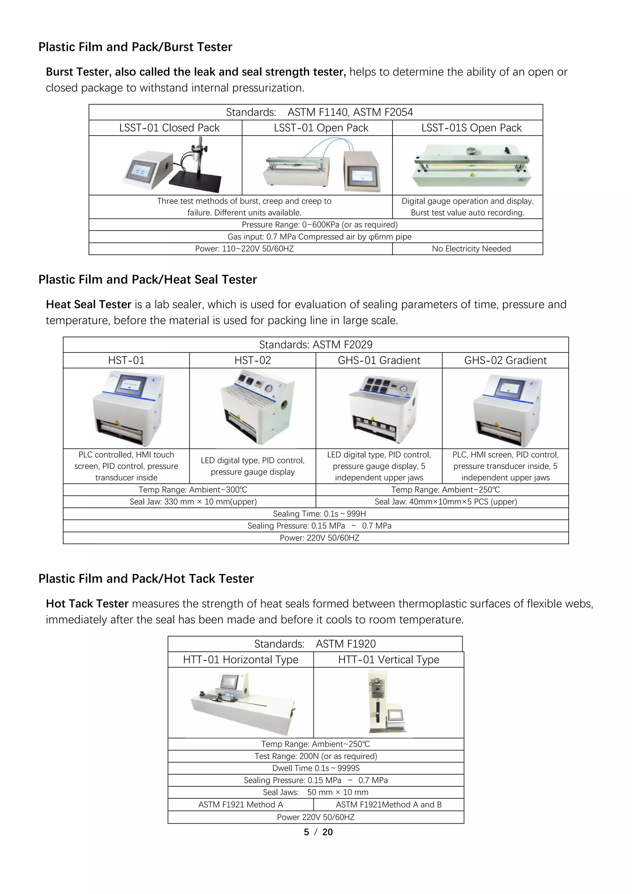 Cell Instruments Testing equipment catalog about testing packaging ...