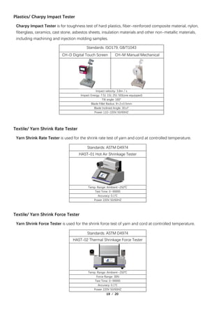 Cell Instruments Testing equipment catalog about testing packaging ...