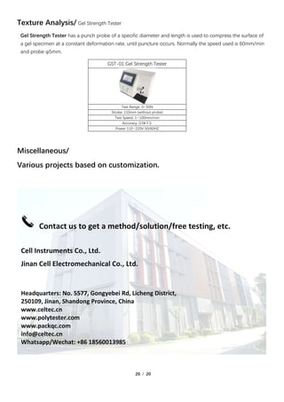 Cell Instruments Testing equipment catalog about testing packaging ...