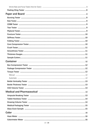 Cell Instruments Testing equipment catalog about testing packaging ...