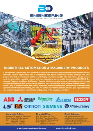 Product catalog of bd engineering ltd | PDF | Logistics | Business