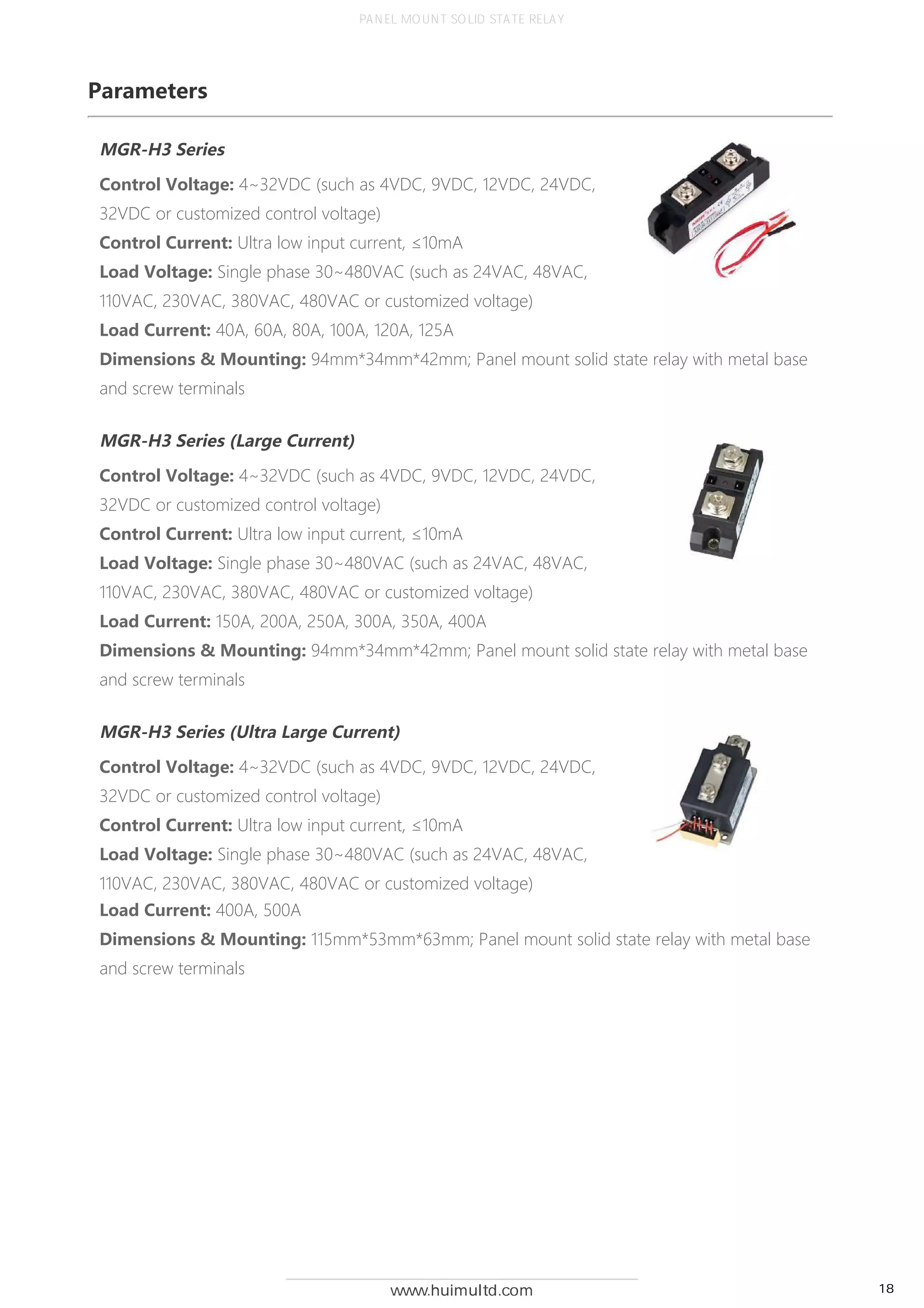 Solid State Relay Product catalogue [huimultd] v2.1 | PDF