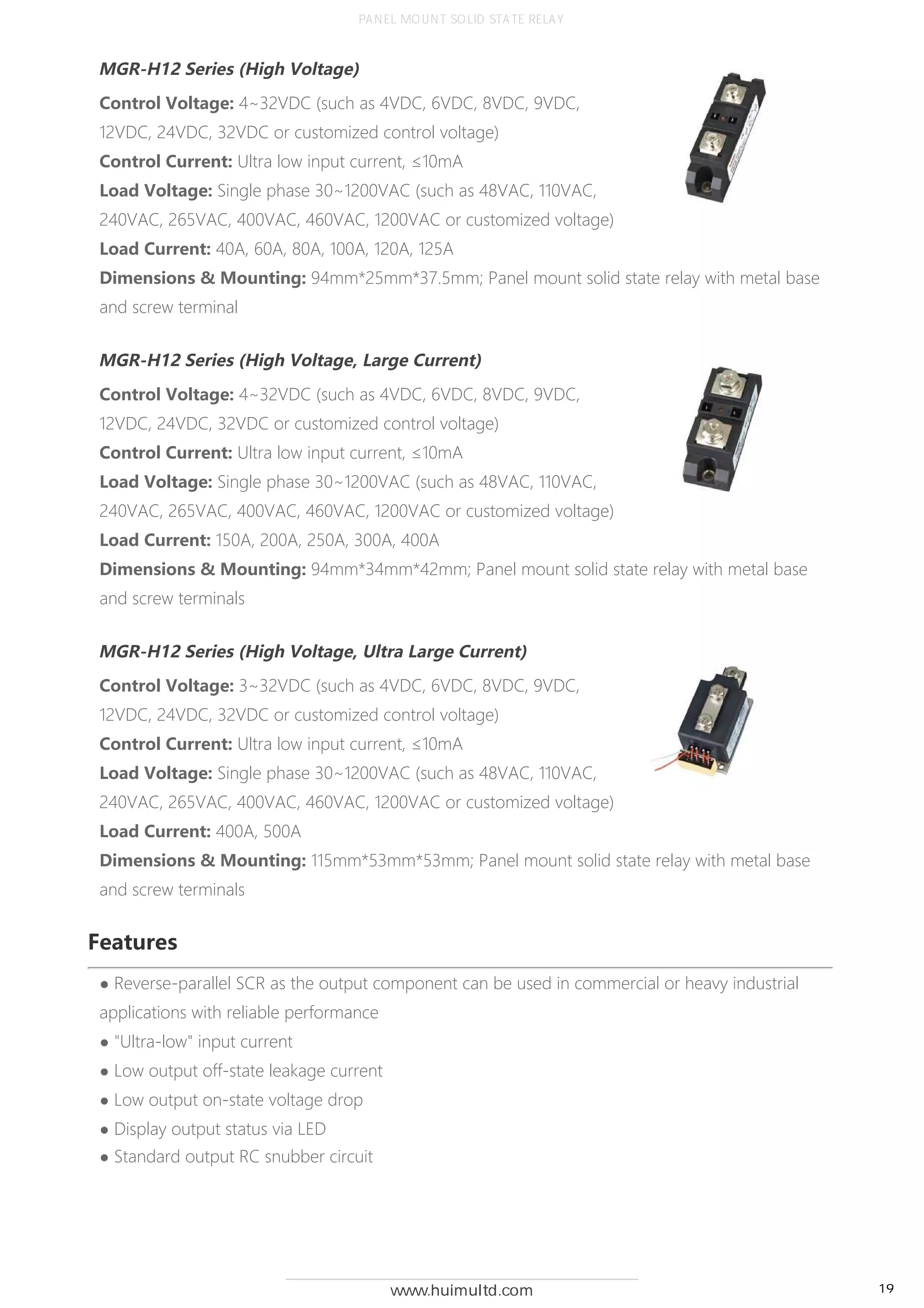 Solid State Relay Product catalogue [huimultd] v2.1 | PDF