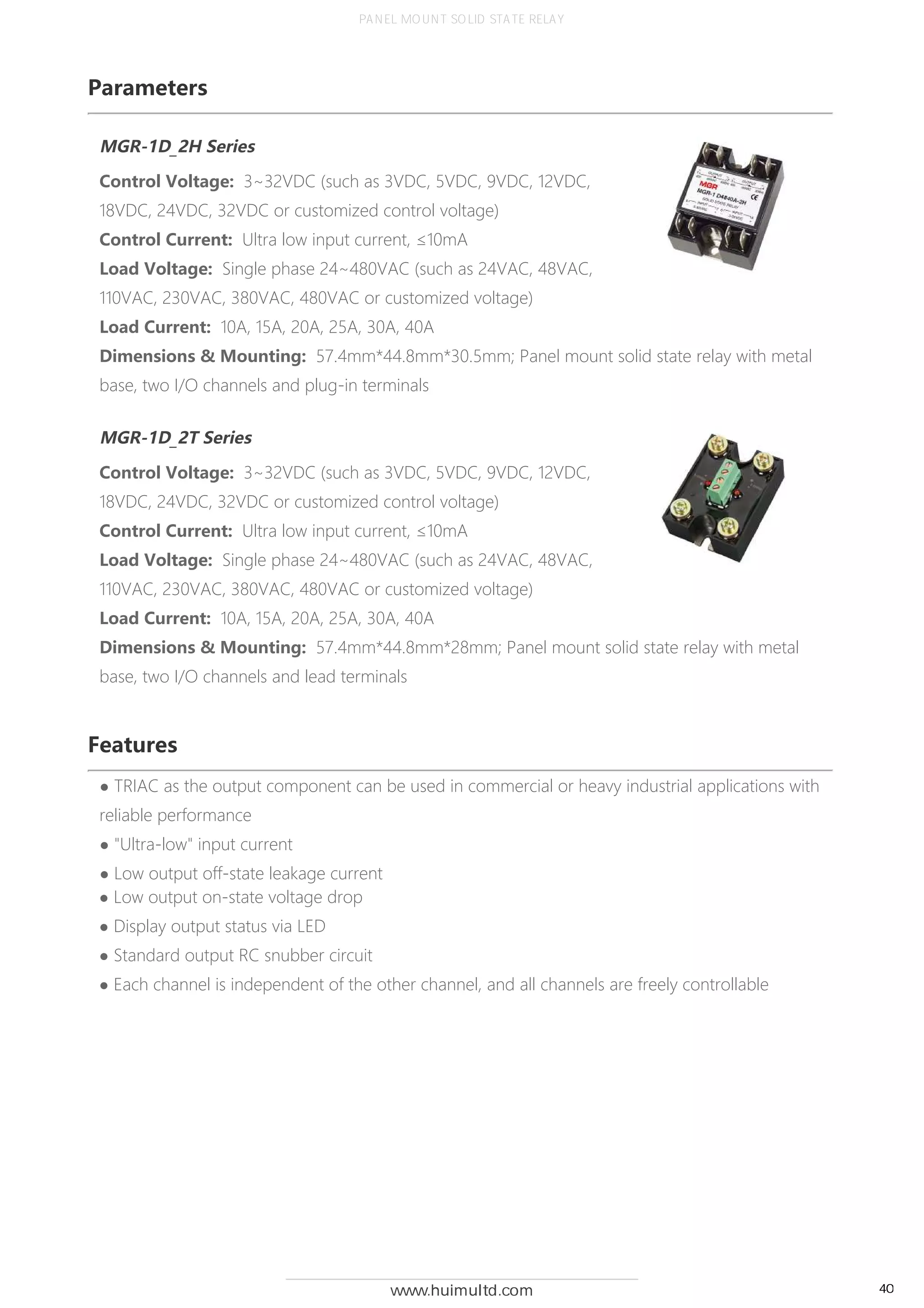 Solid State Relay Product catalogue [huimultd] v2.1 | PDF