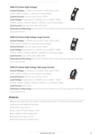 Solid State Relay Product catalogue [huimultd] v2.1 | PDF