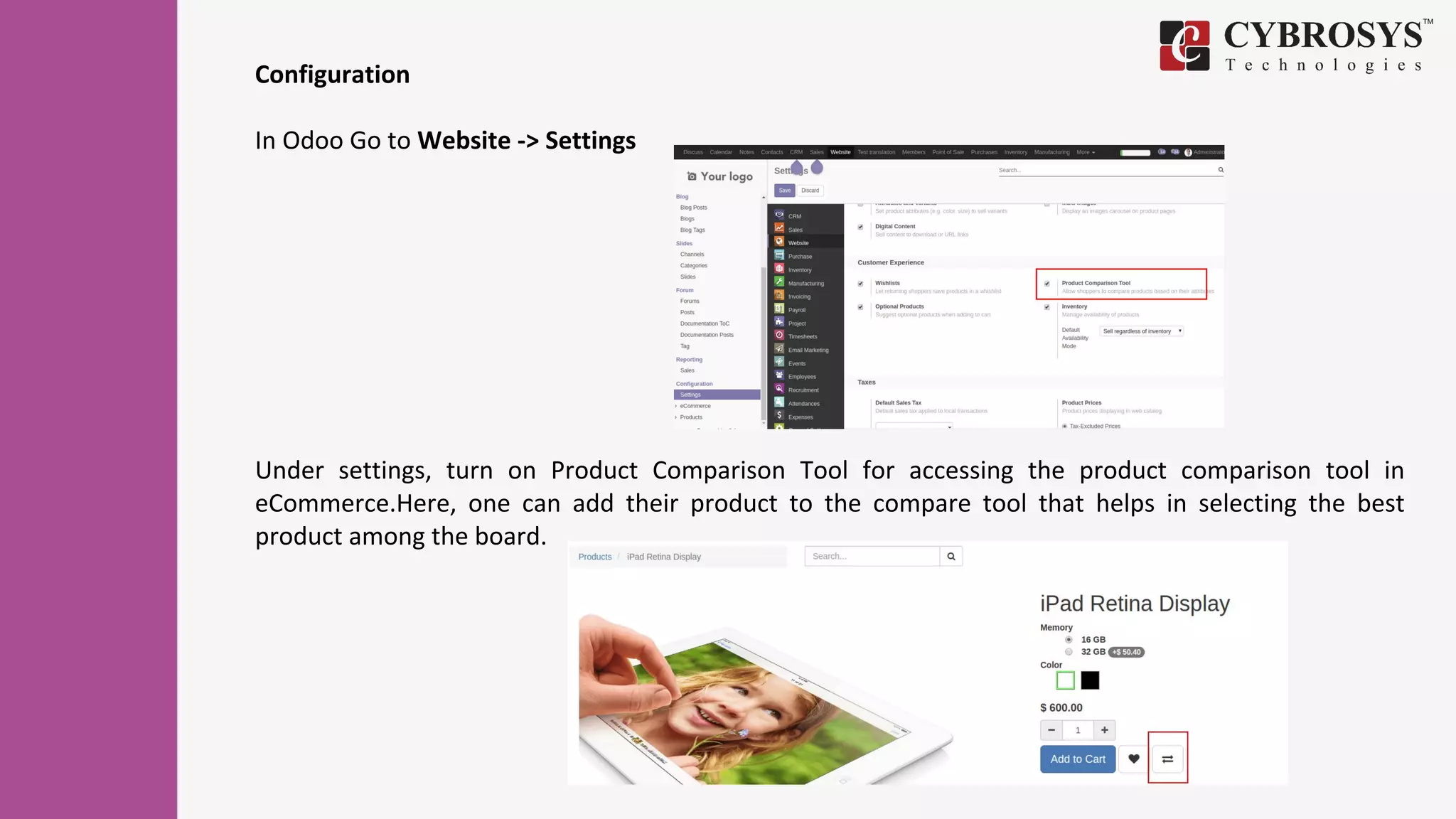 Product comparison tool in odoo e-commerce | PPT