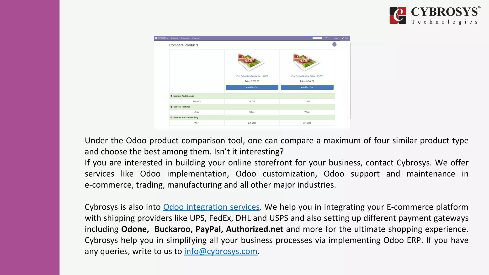 Product comparison tool in odoo e-commerce | PPT