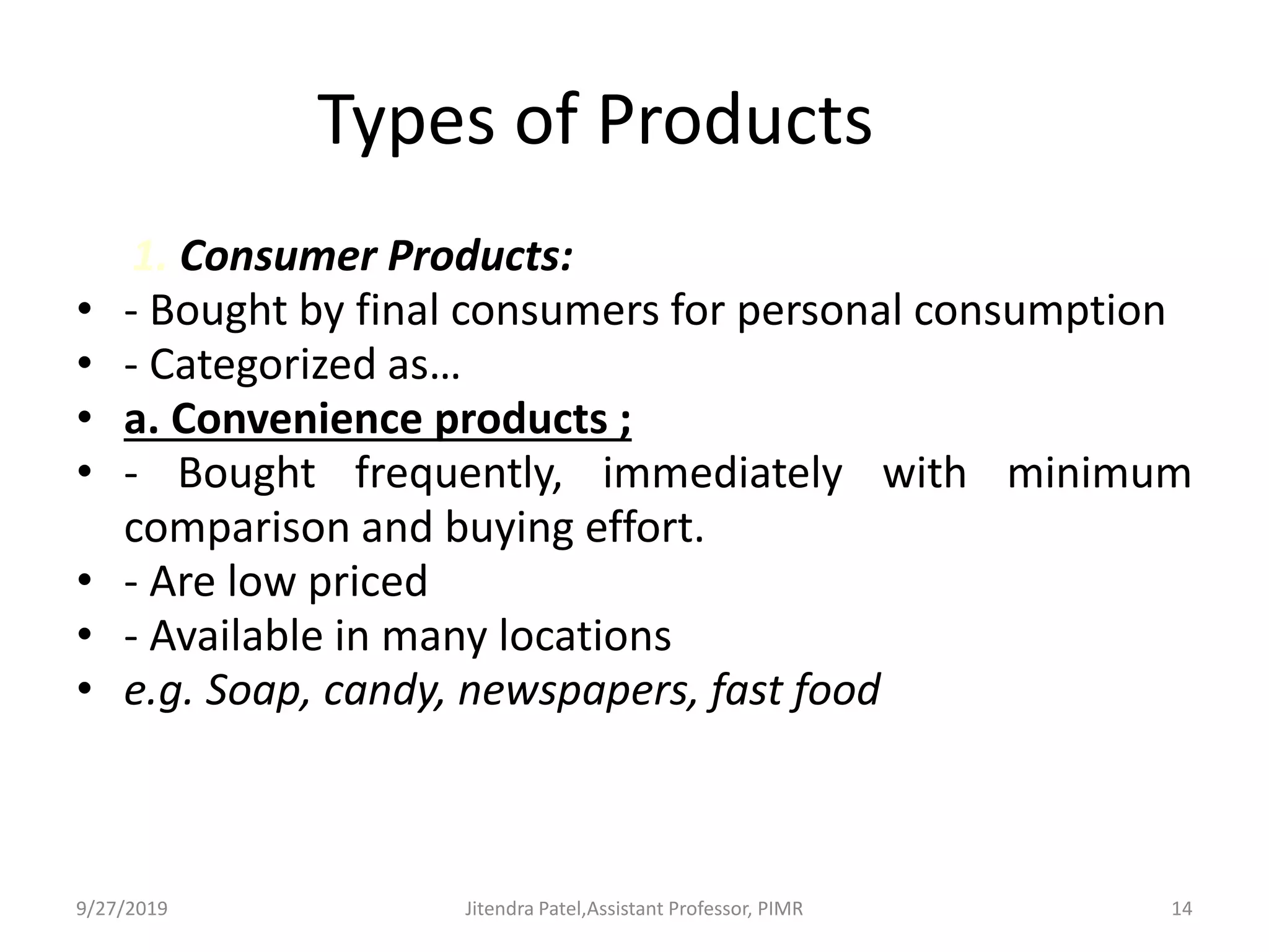 Product concept, level , classification, mix and product life cycle and ...