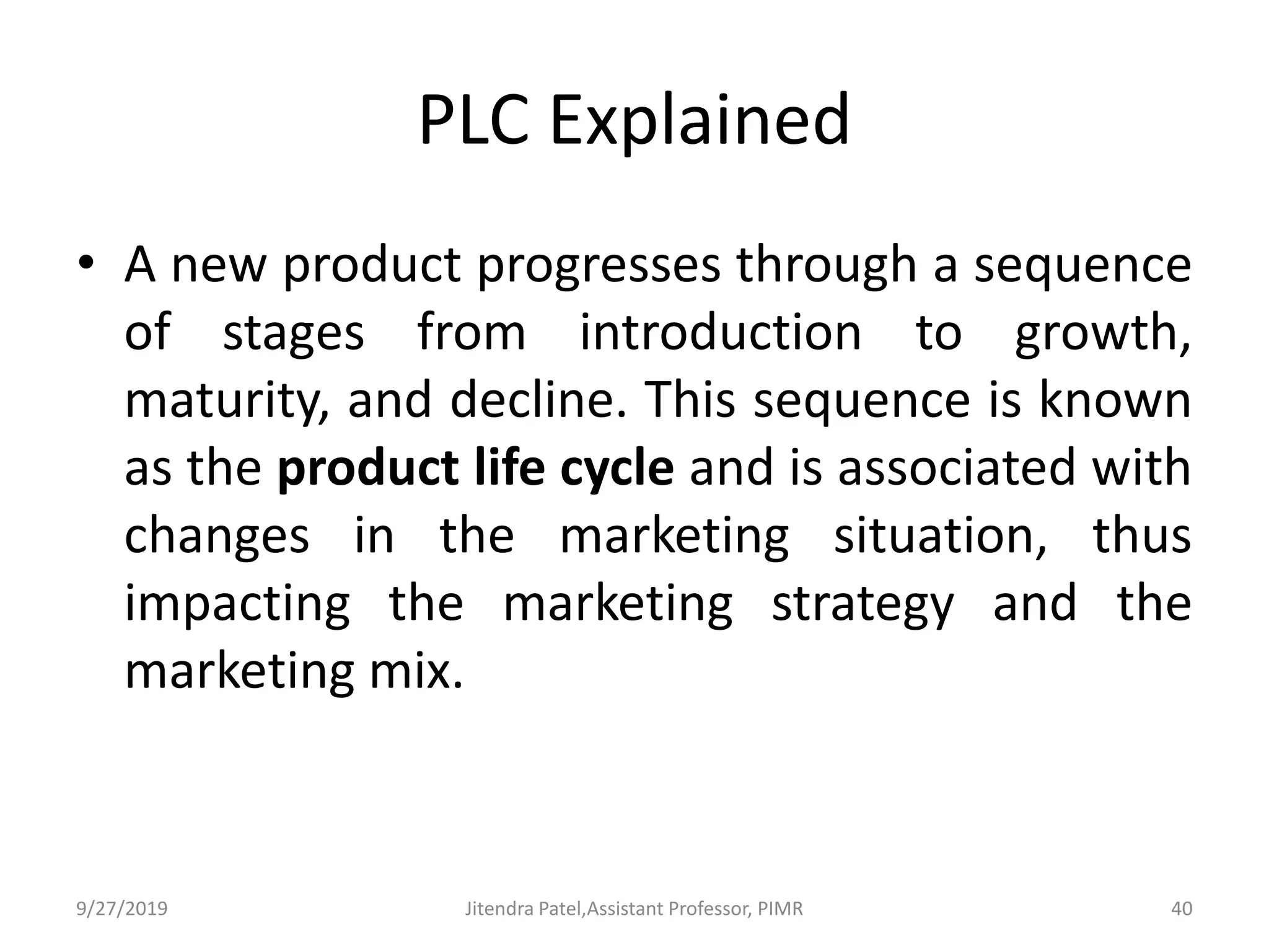 Product concept, level , classification, mix and product life cycle and ...