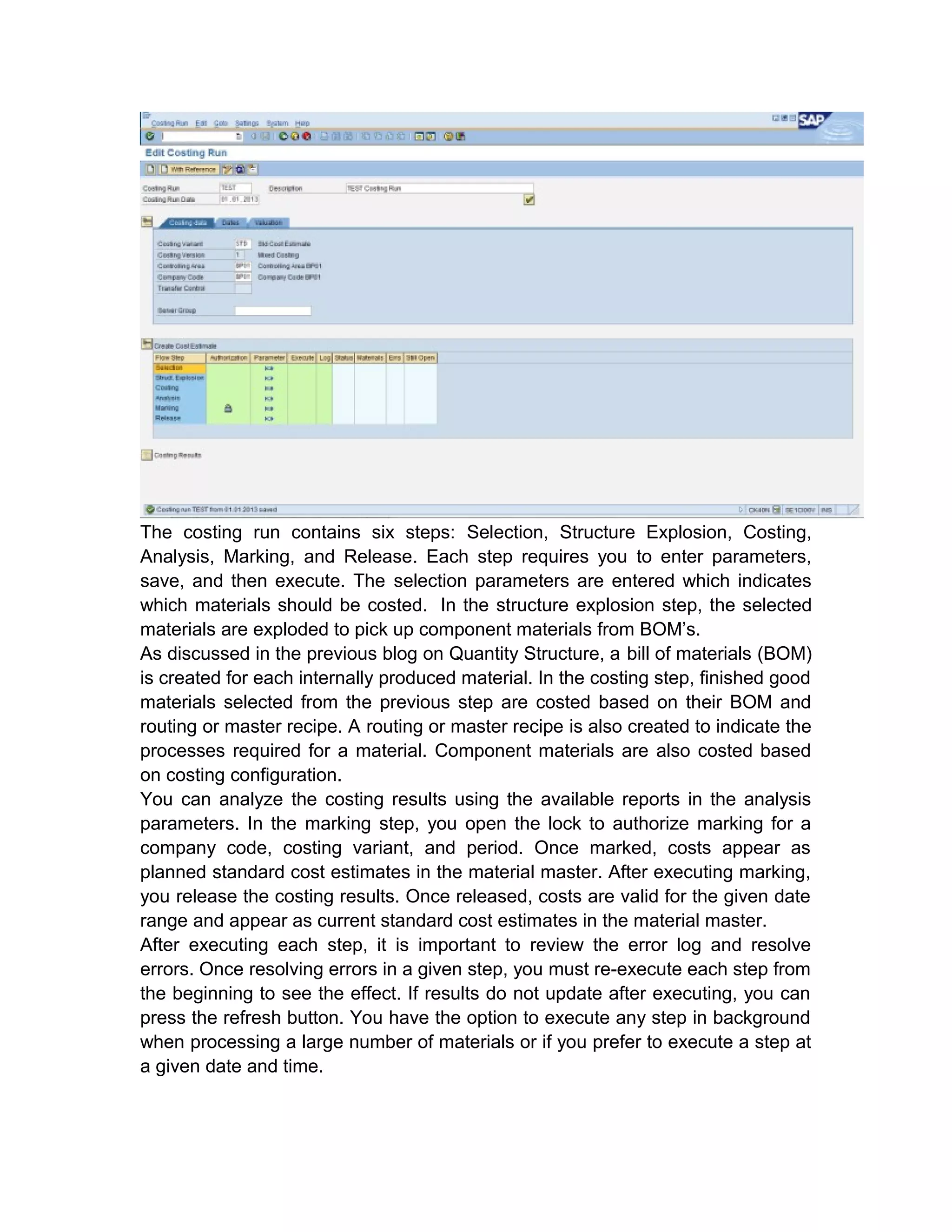 Product costing part4-costing run | DOC