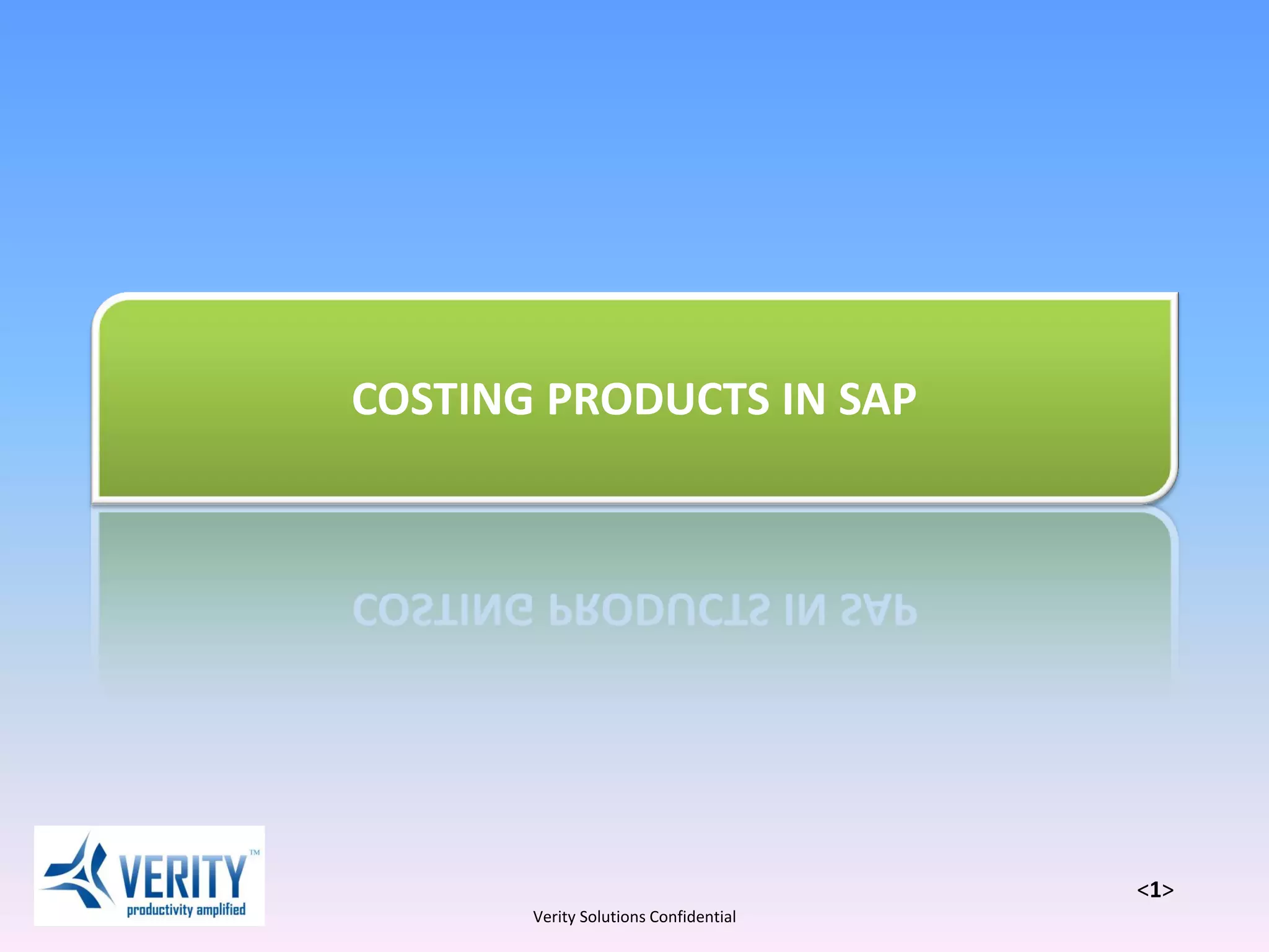 Product costing in SAP - a primer | PDF